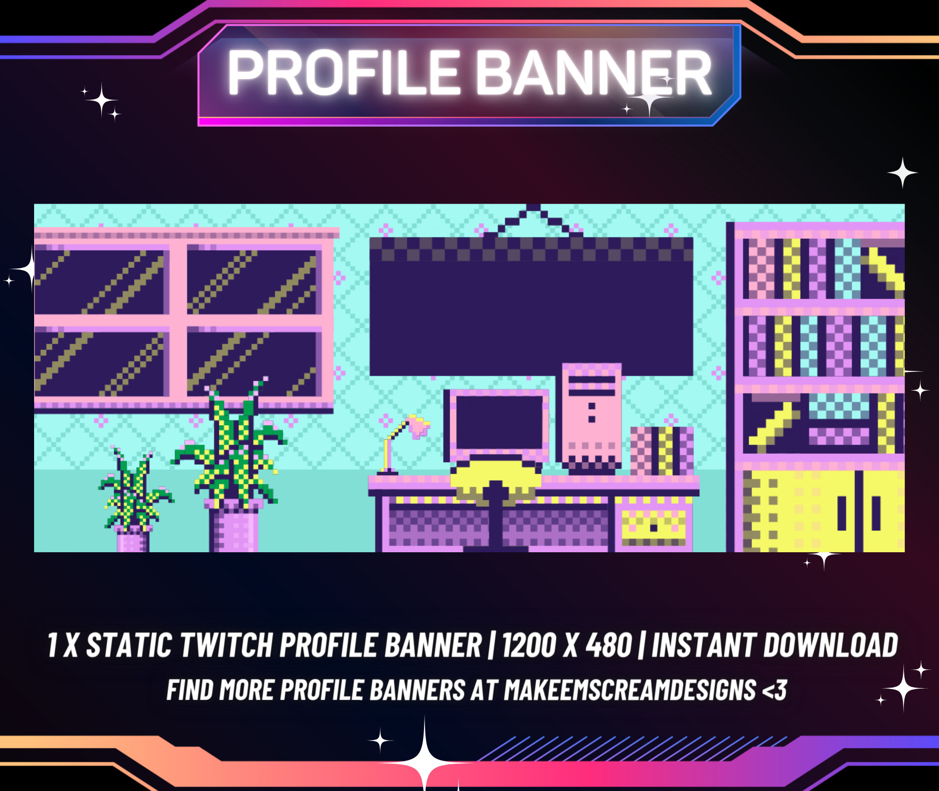 Retro Pixel Art Twitch Profile Banner (digital Download) - Etsy