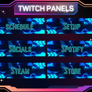 30 X Blue Neon Twitch Panels | Stream Panels | Twitch Panels | Ready to ...