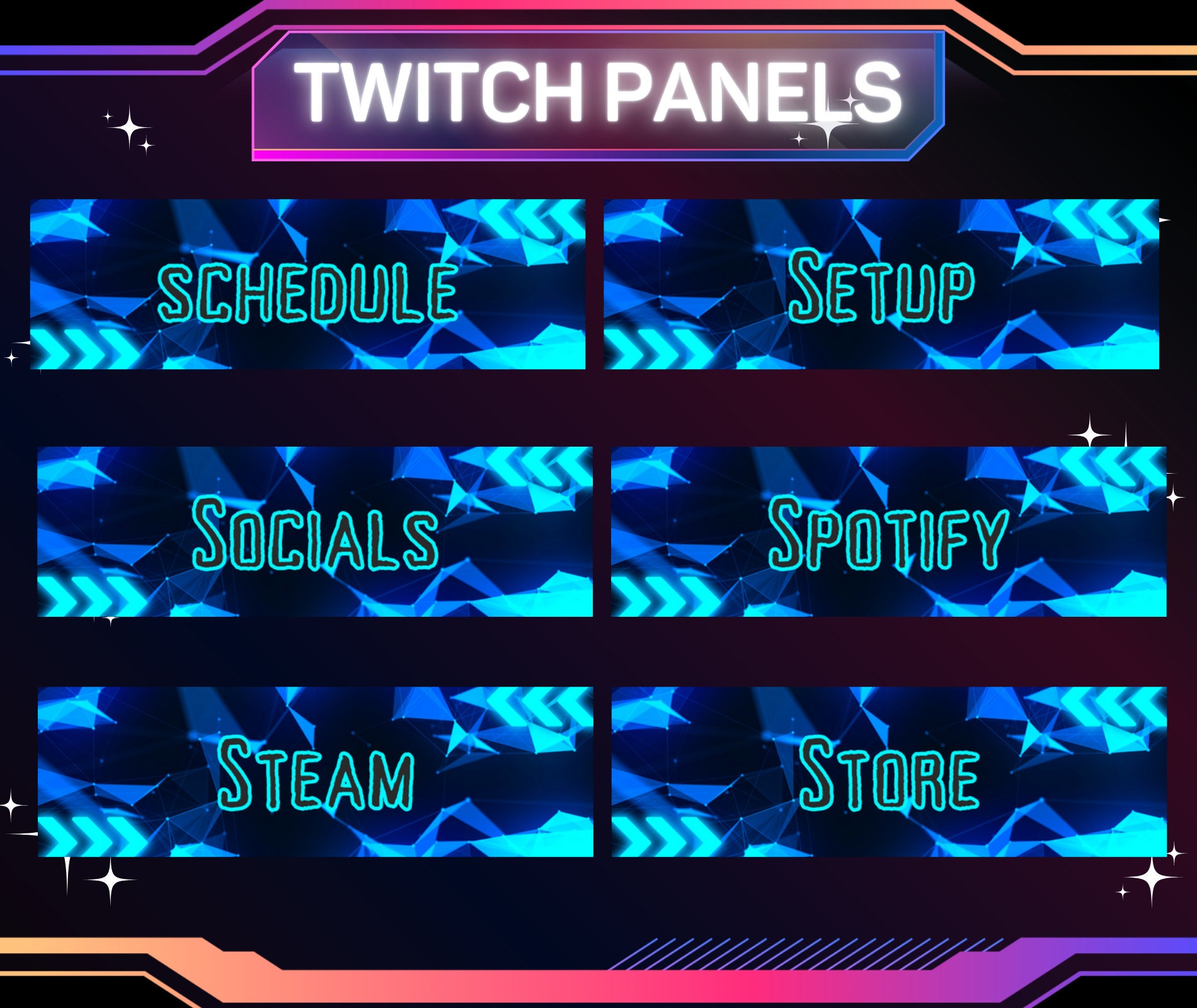 30 X Blue Neon Twitch Panels Stream Panels Twitch Panels - Etsy
