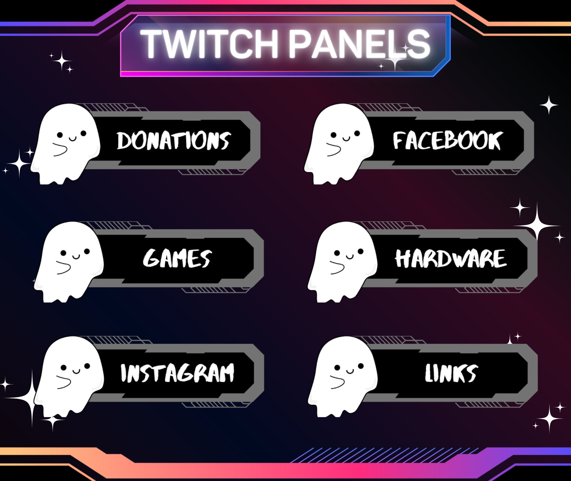 30 X Cute Ghost Twitch Panels Stream Panels Twitch Panels Ready to Use ...