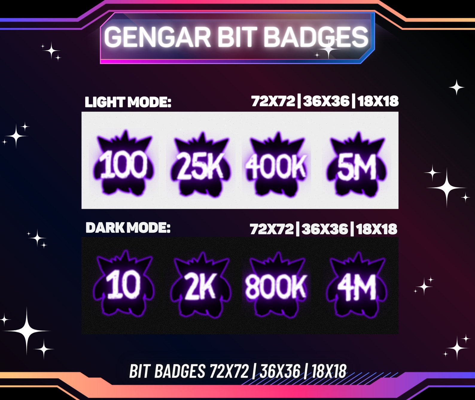 30 X Cute Gengar Twitch Bit Badges Poke Twitch Badges Gengar Twitch ...