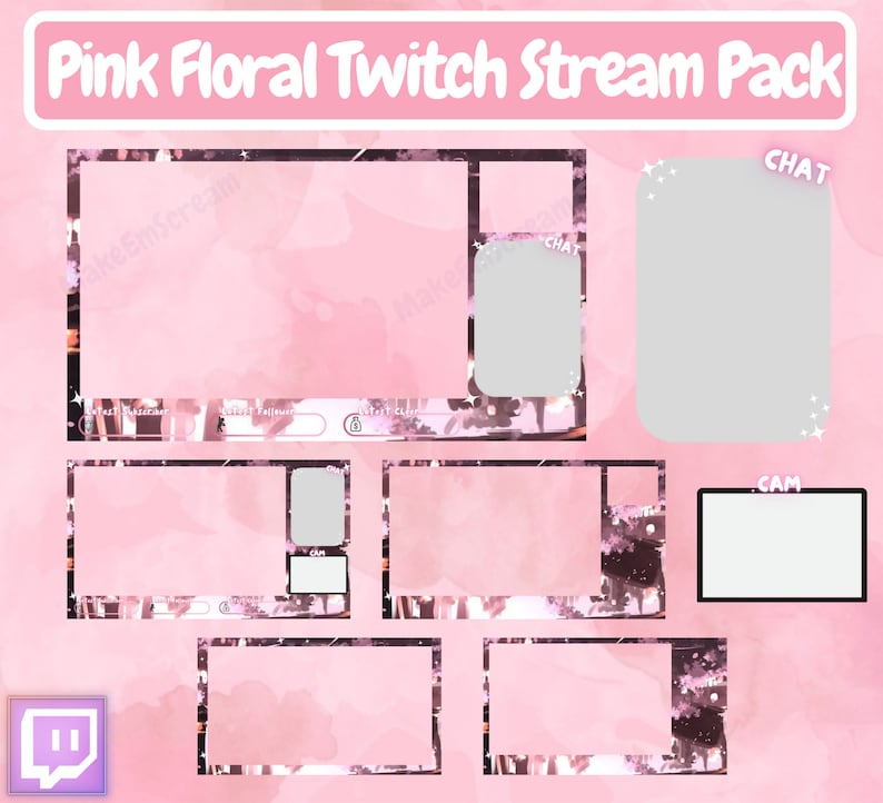 Pink Sakura Twitch Overlay Complete Pack Twitch Overlays - Etsy