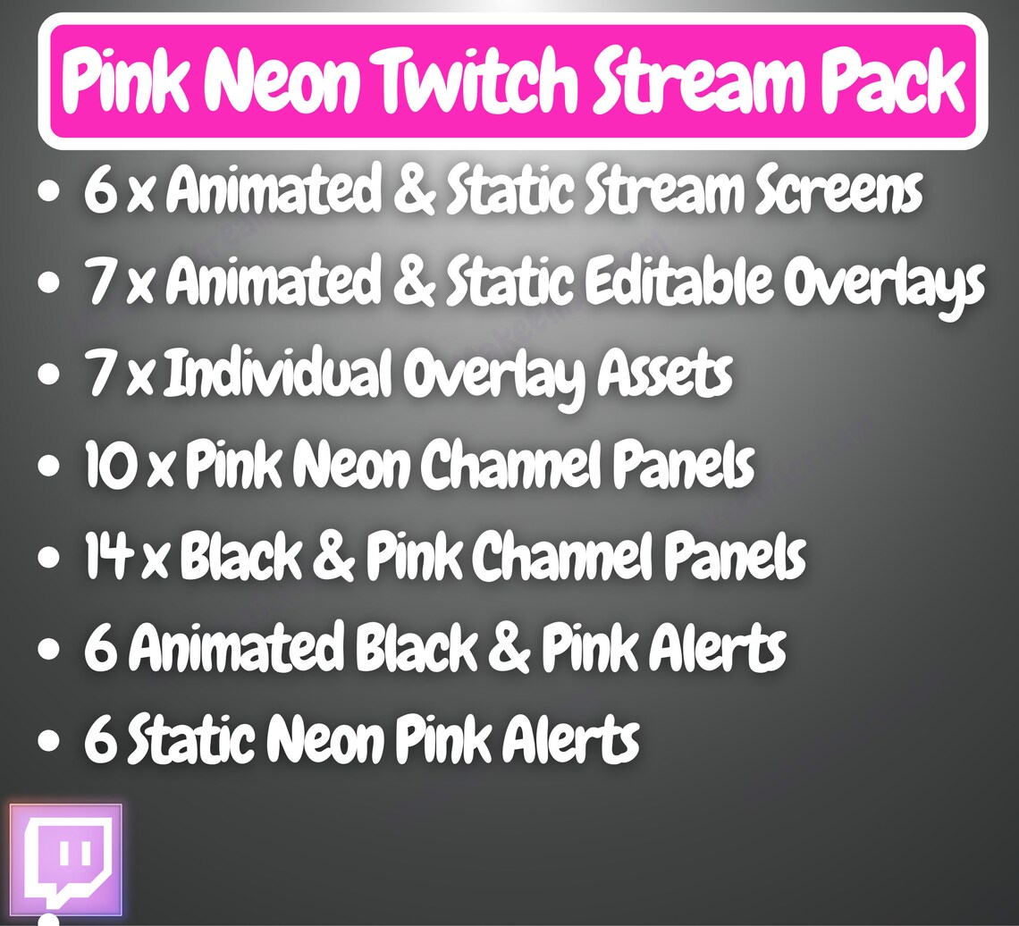 ANIMATED Pink Neon Twitch Overlay Complete Pack Twitch - Etsy