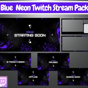 Blue Neon Animated Twitch Overlay | Complete Stream Pack - Etsy