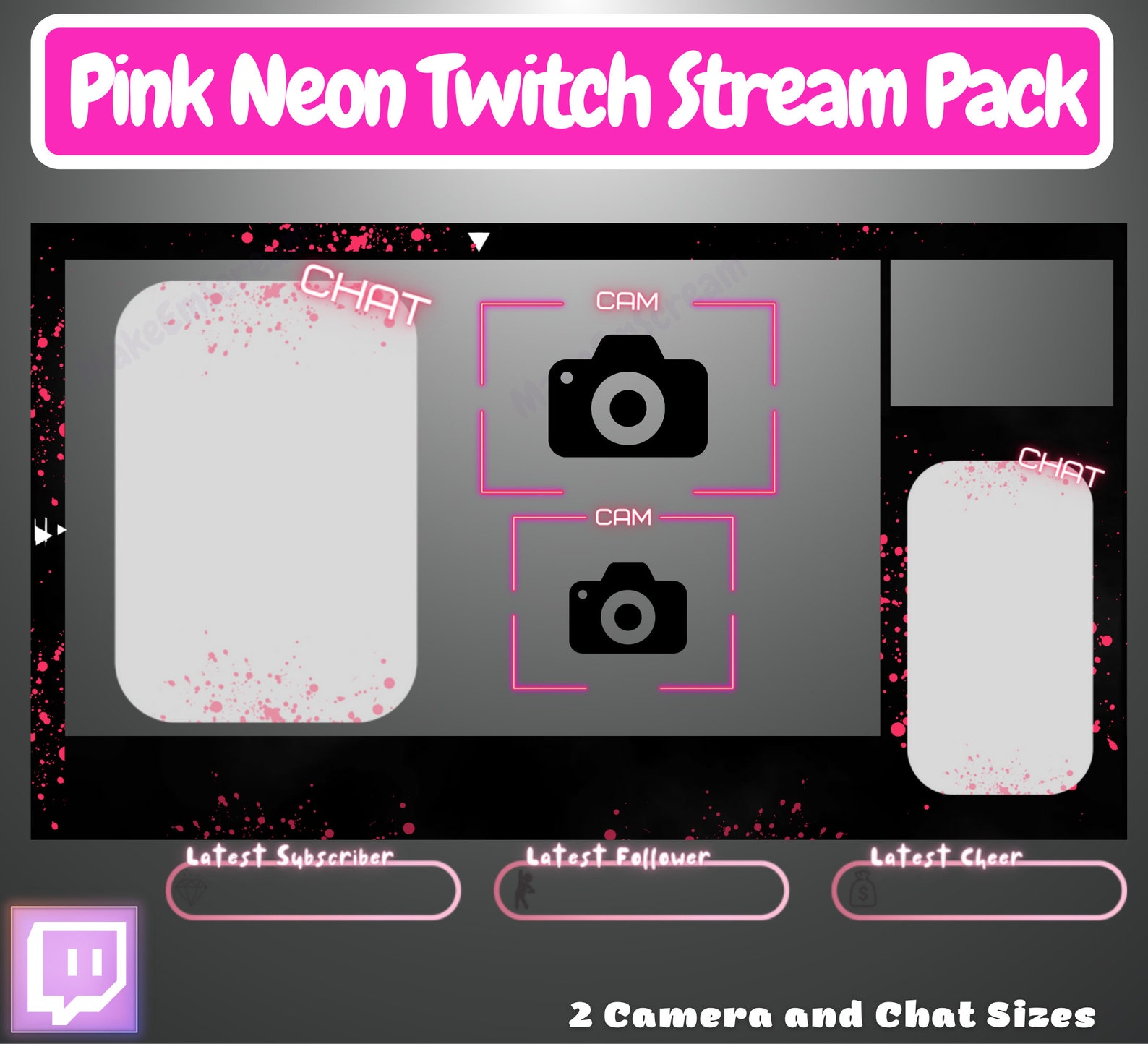 ANIMATED Pink Neon Twitch Overlay Complete Pack Twitch - Etsy