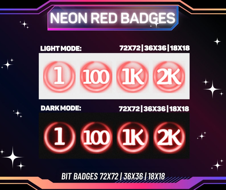 29 X Neon Red Twitch Bit Tier Badges Twitch Bit Badges Twitch Badges ...