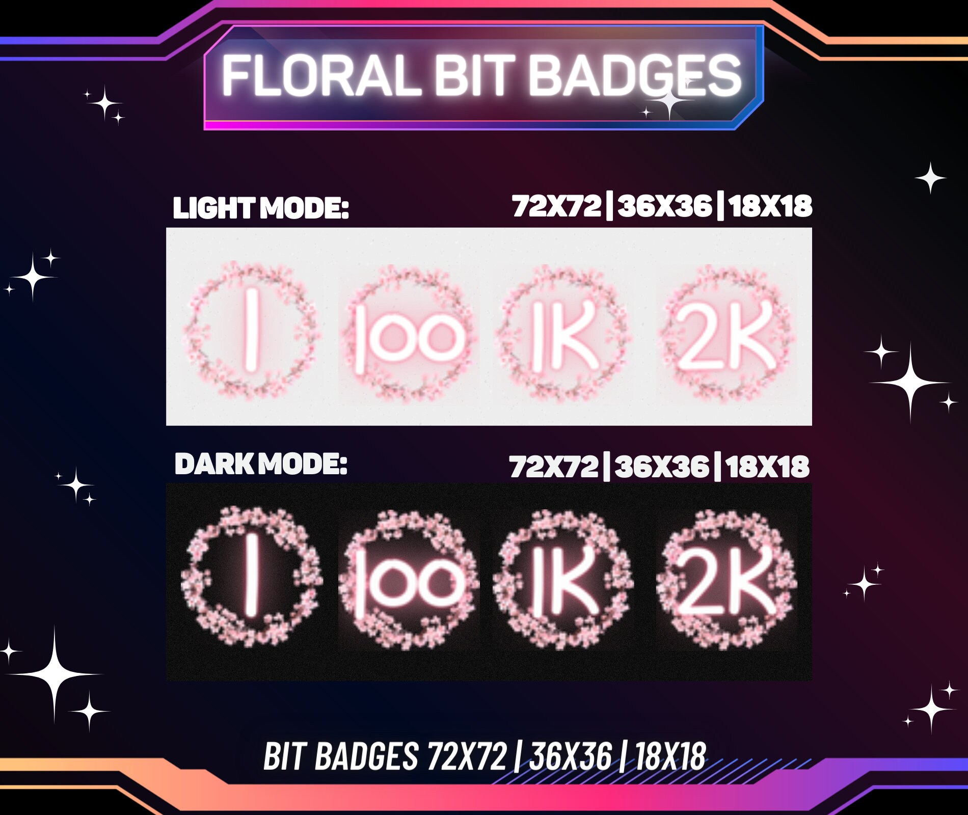 29 X Cute Floral Bit Badges for Twitch Twitch Bit Badges Twitch Tier ...