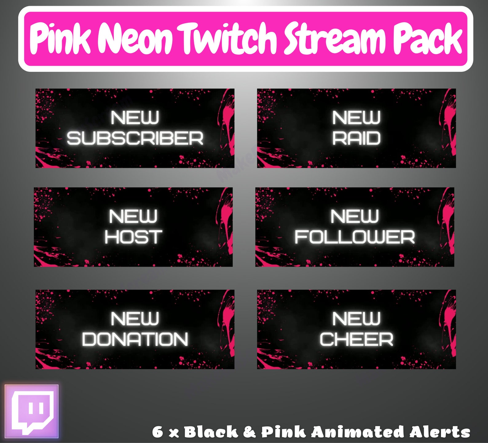 ANIMATED Pink Neon Twitch Overlay Complete Pack Twitch - Etsy Canada