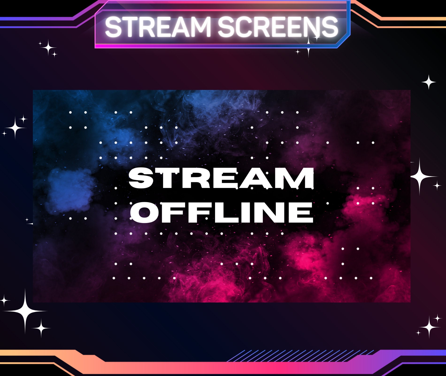 5 X ANIMATED Neon Stream Screens Animated Starting Soon Be Right Back ...