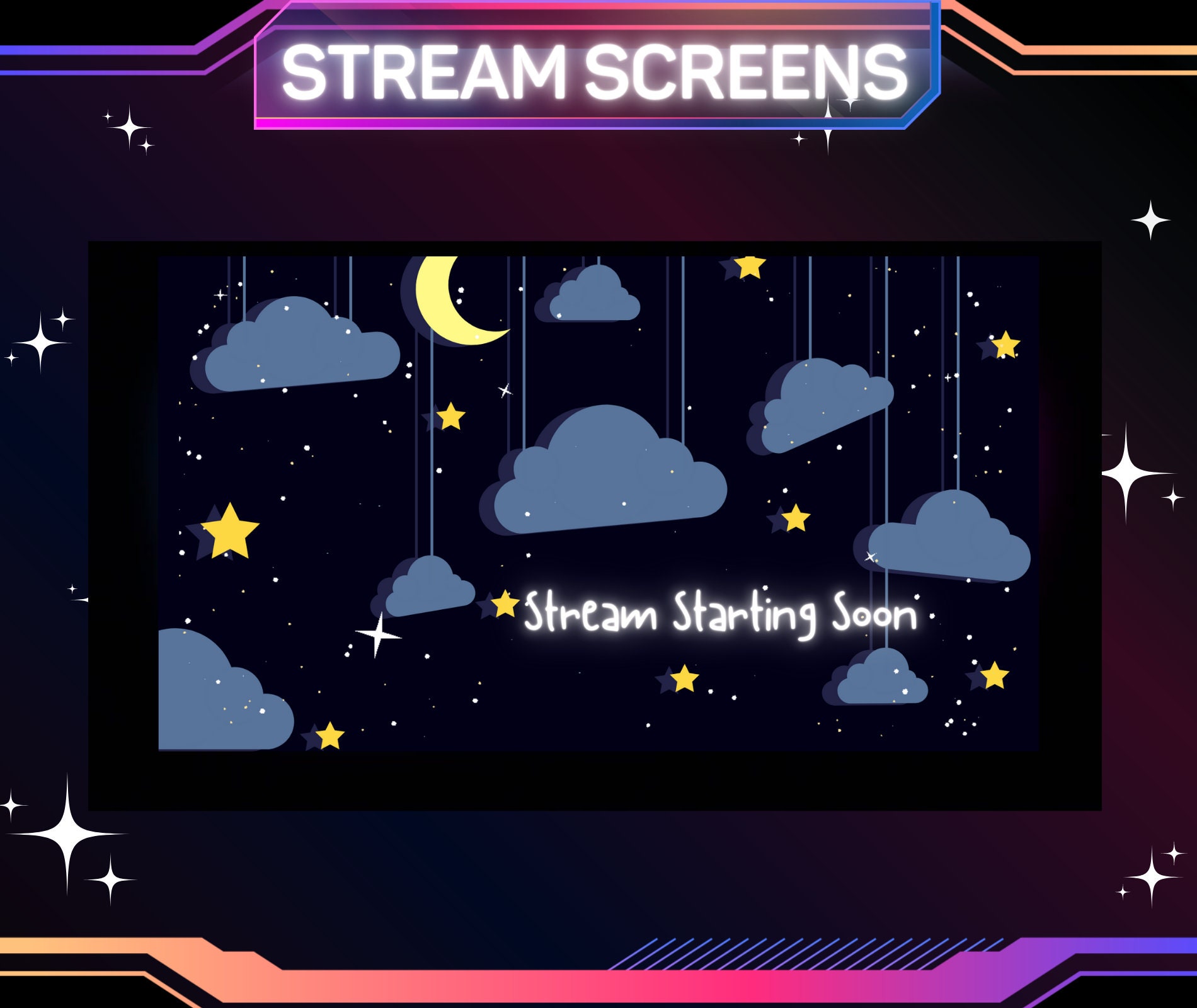 5 X ANIMATED Night Sky Stream Screens Starting Soon Be Right Back ...