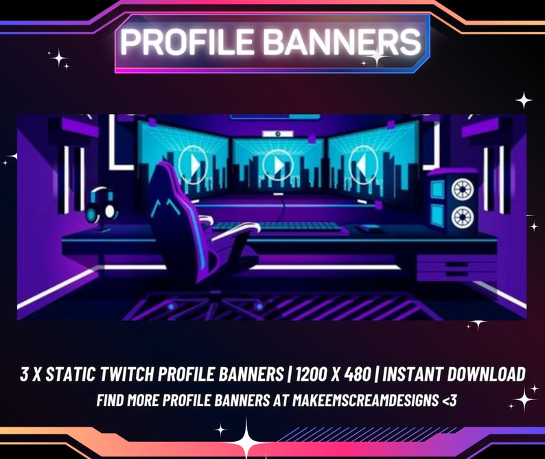 Kawaii Gaming Twitch Profile Banner, Purple Room (digital Download) - Etsy
