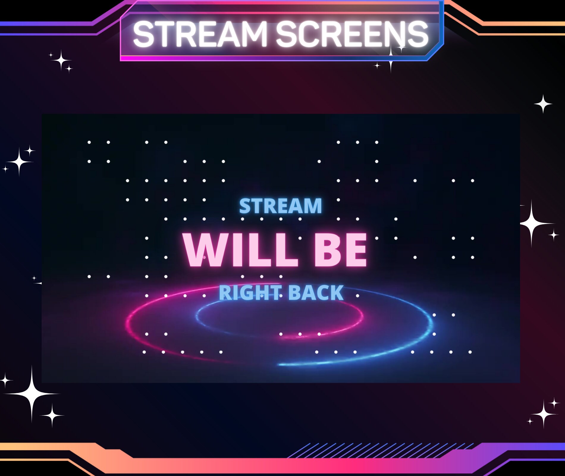 5 X ANIMATED Neon Stream Screens Animated Starting Soon Be Right Back Stream Offline Stream ...