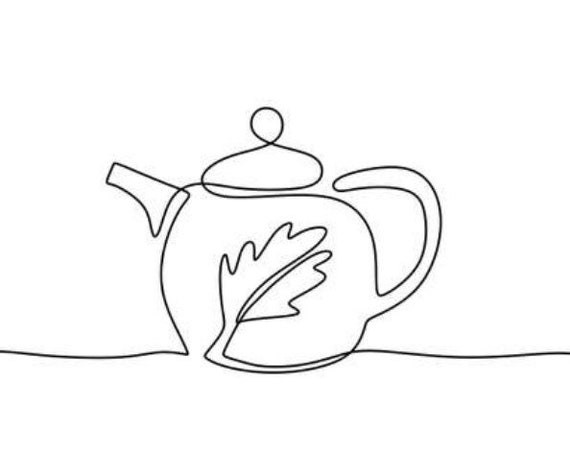 Continuous Line Drawing of Teapot. Vintage Kettle With Handle - Etsy
