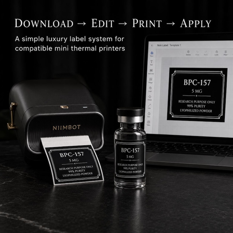 Peptide Vial Labels Template | NIIMBOT Canva Editable | Research Lab ...