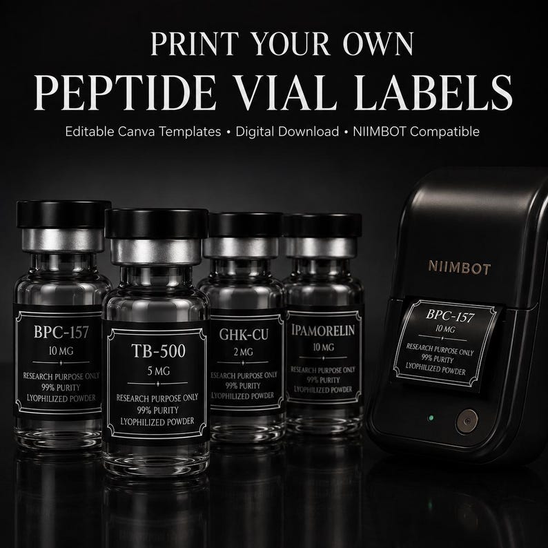 Peptide Vial Labels Template | NIIMBOT Canva Editable | Research Lab ...
