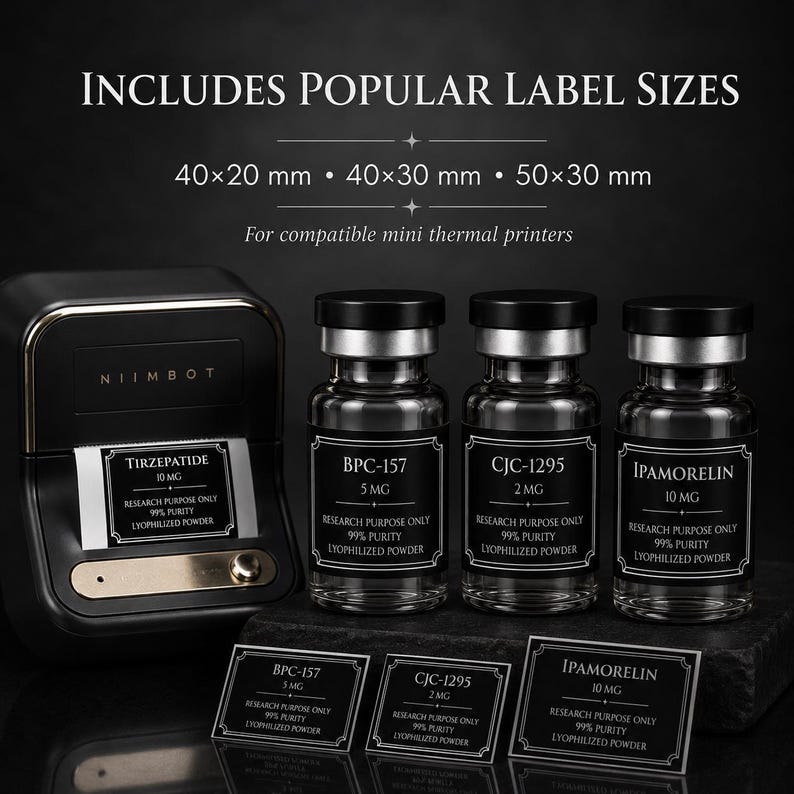 Peptide Vial Labels Template | NIIMBOT Canva Editable | Research Lab ...