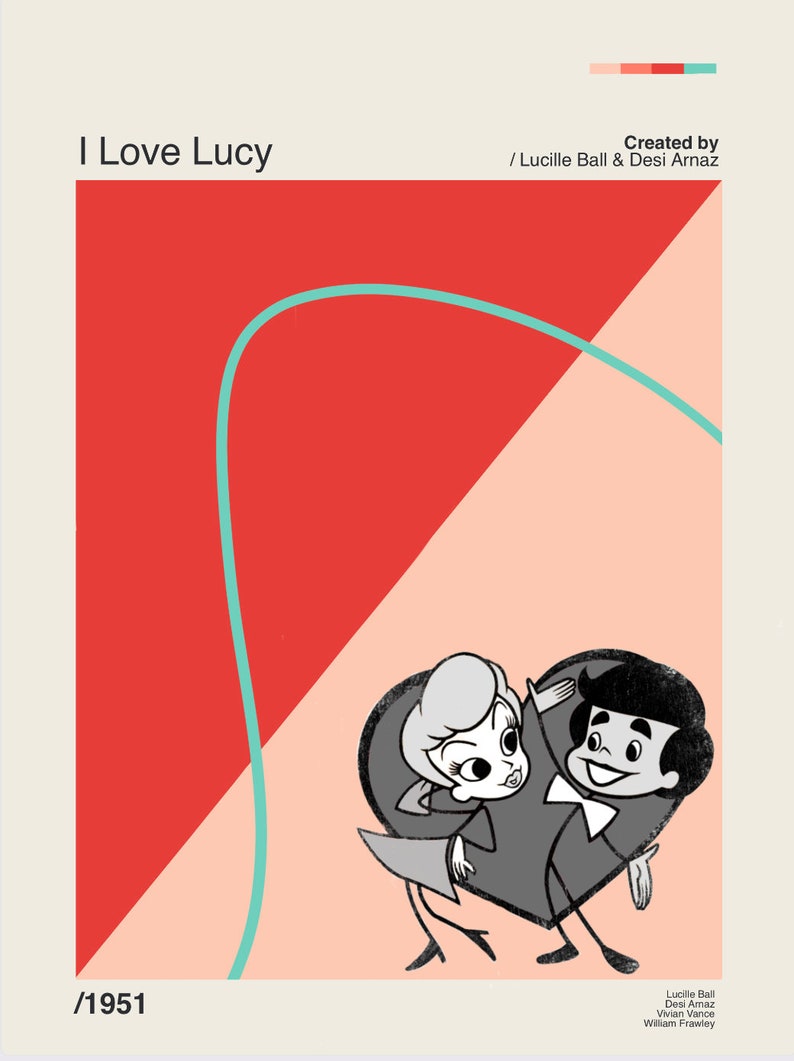 I Love Lucy Modern Poster Lucy and Ricky Lucy and Desi Retro Inspired ...