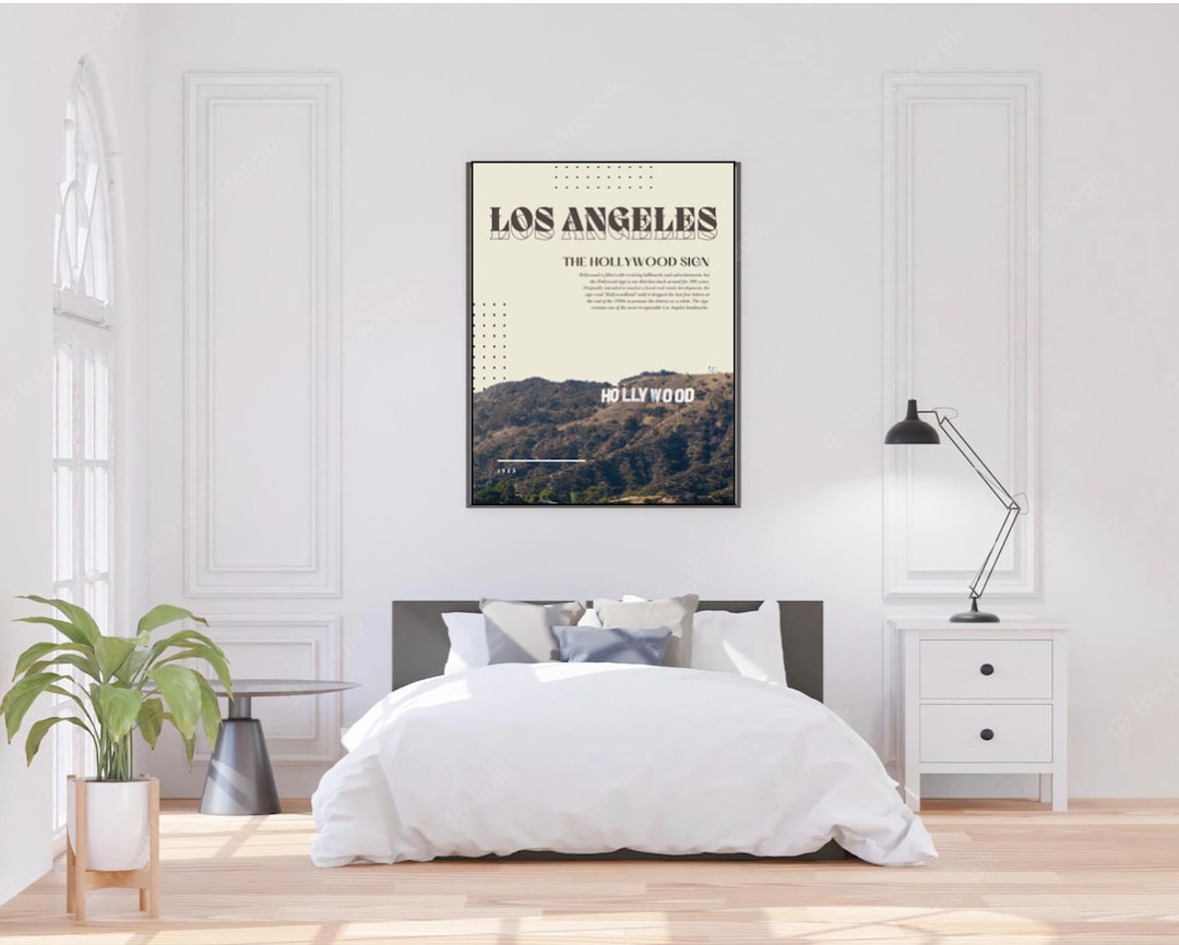Los Angeles LA Hollywood Sign Modern Editorial Inspired Neutral Poster ...