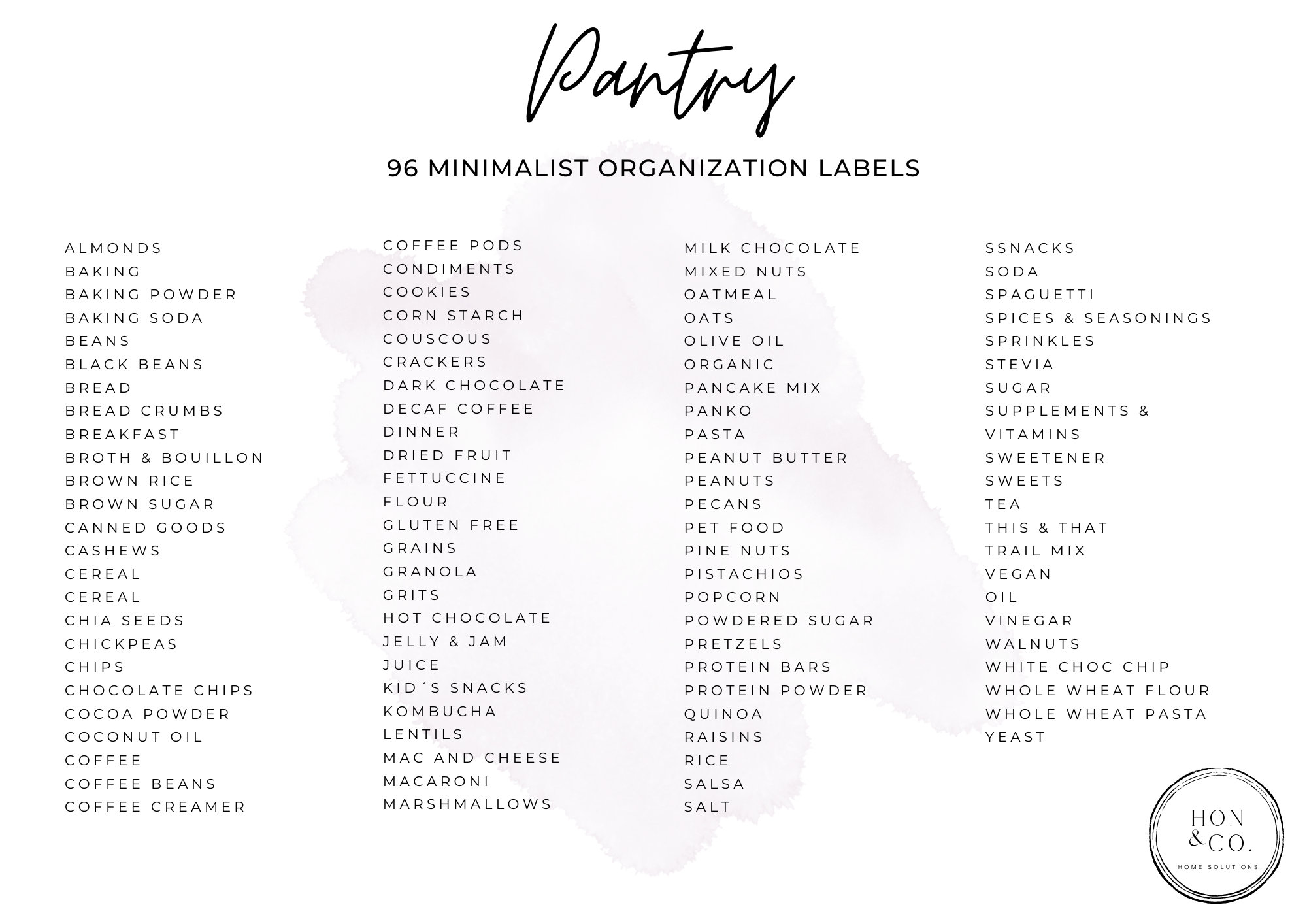 96 Minimalist Pantry Labels for Food Containers Printable Minimalist ...