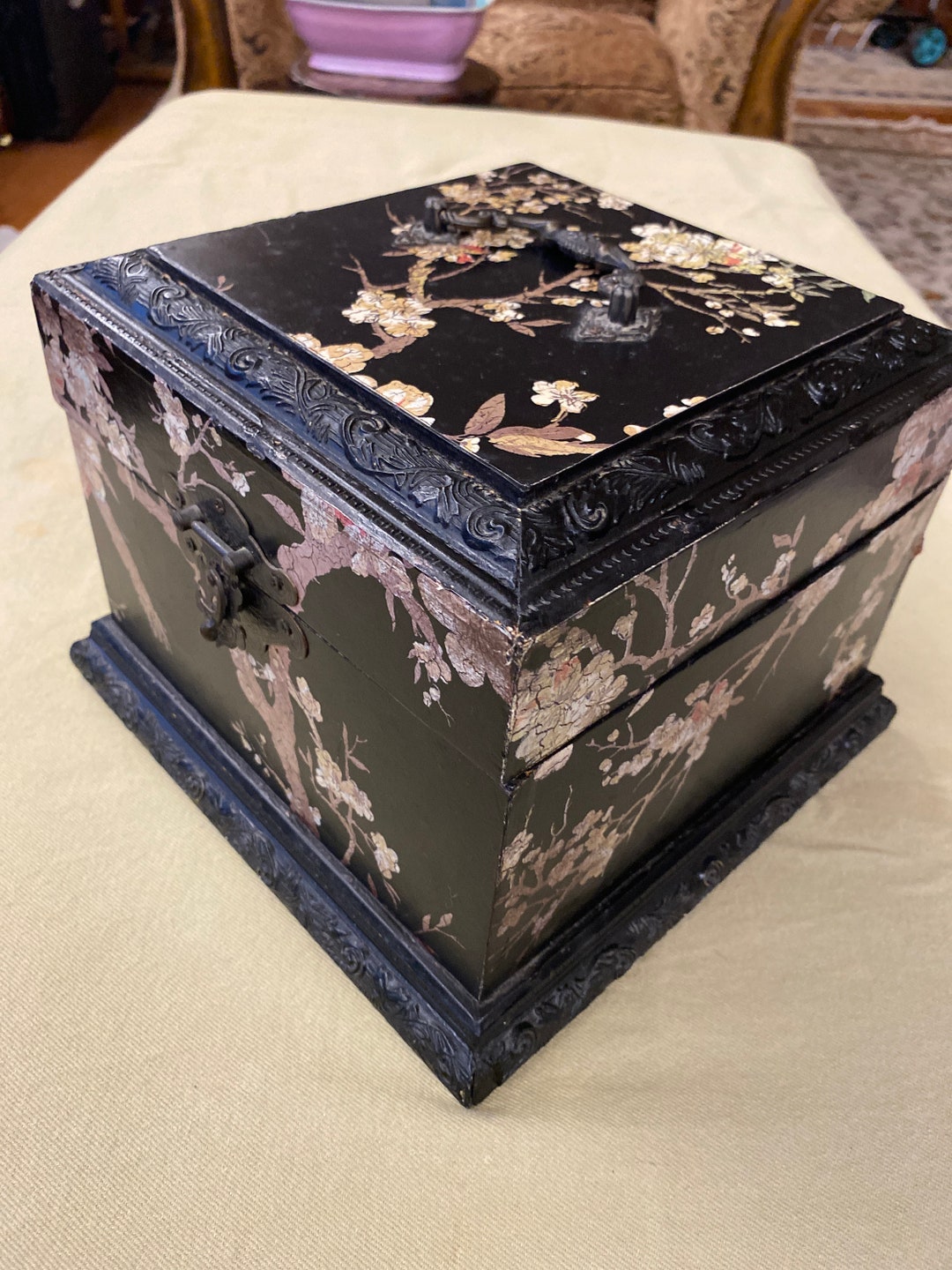 Antique Japanese Decoupage Box - Etsy