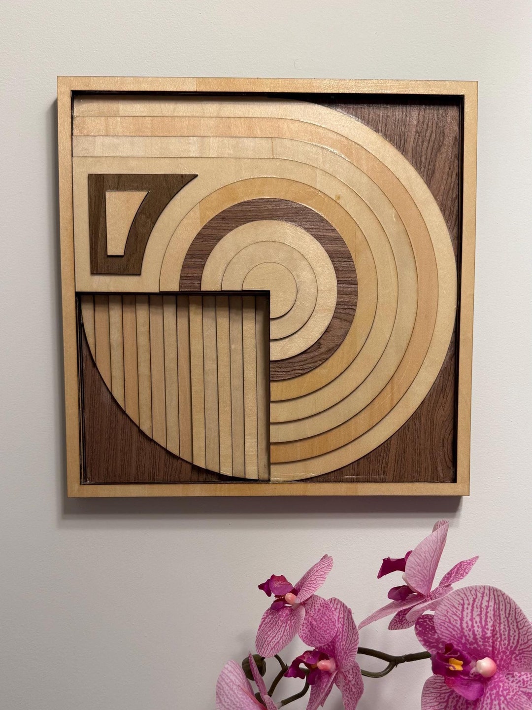 Abstract Laser Cut Wood Art - 3D Layered Wall Decor - Modern Geometric ...