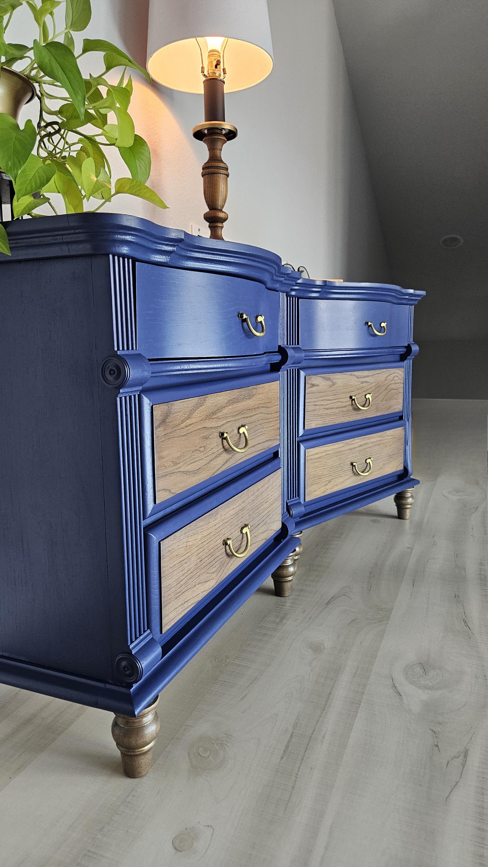 Large Night Stands: Navy Blue & Oak (set) Not Sold Individually - Etsy