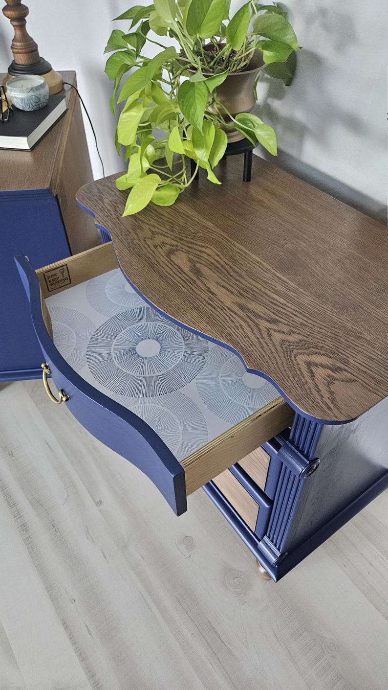 Large Night Stands: Navy Blue & Oak (set) Not Sold Individually - Etsy