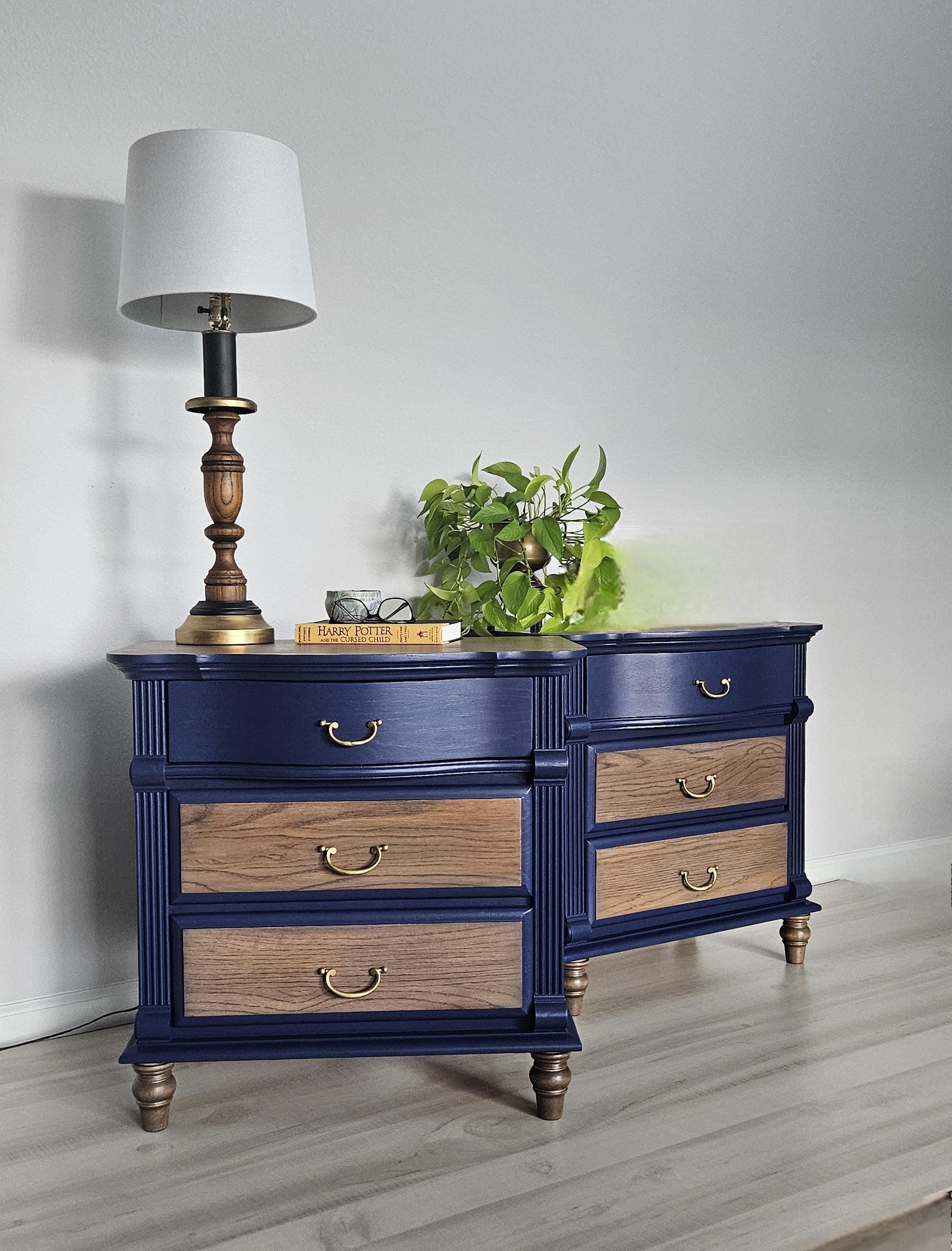 Blue dresser and nightstand set store