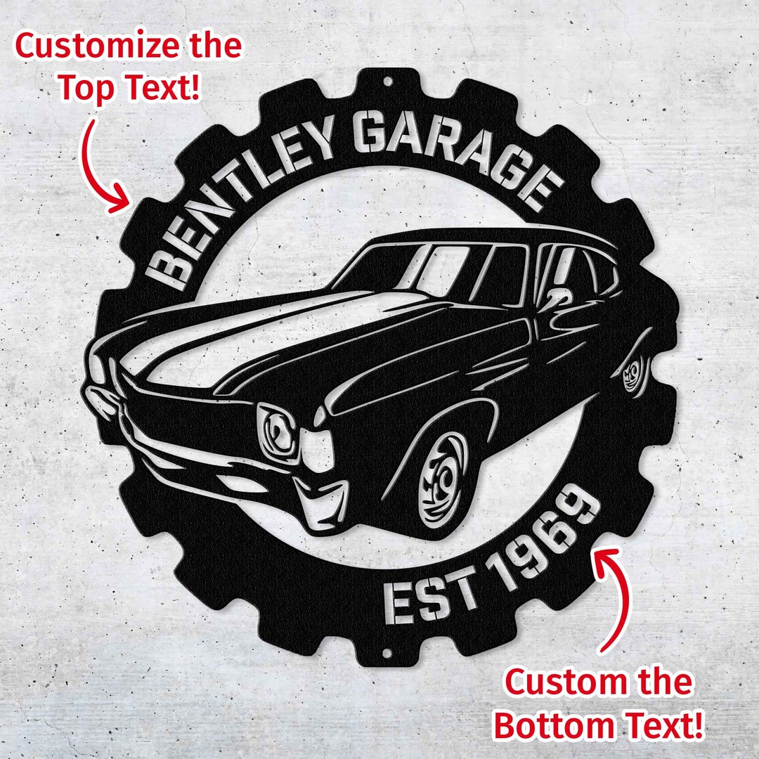 Classic Muscle Car Metal Sign - Personalized Metal Wall Art | Perfect ...