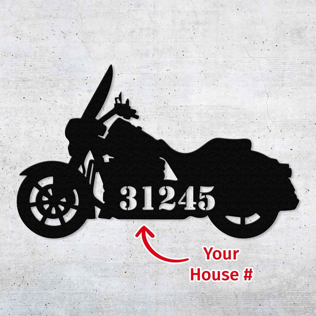 Classic Motorcycle - Personalized Metal Home Address Sign for Bikers ...