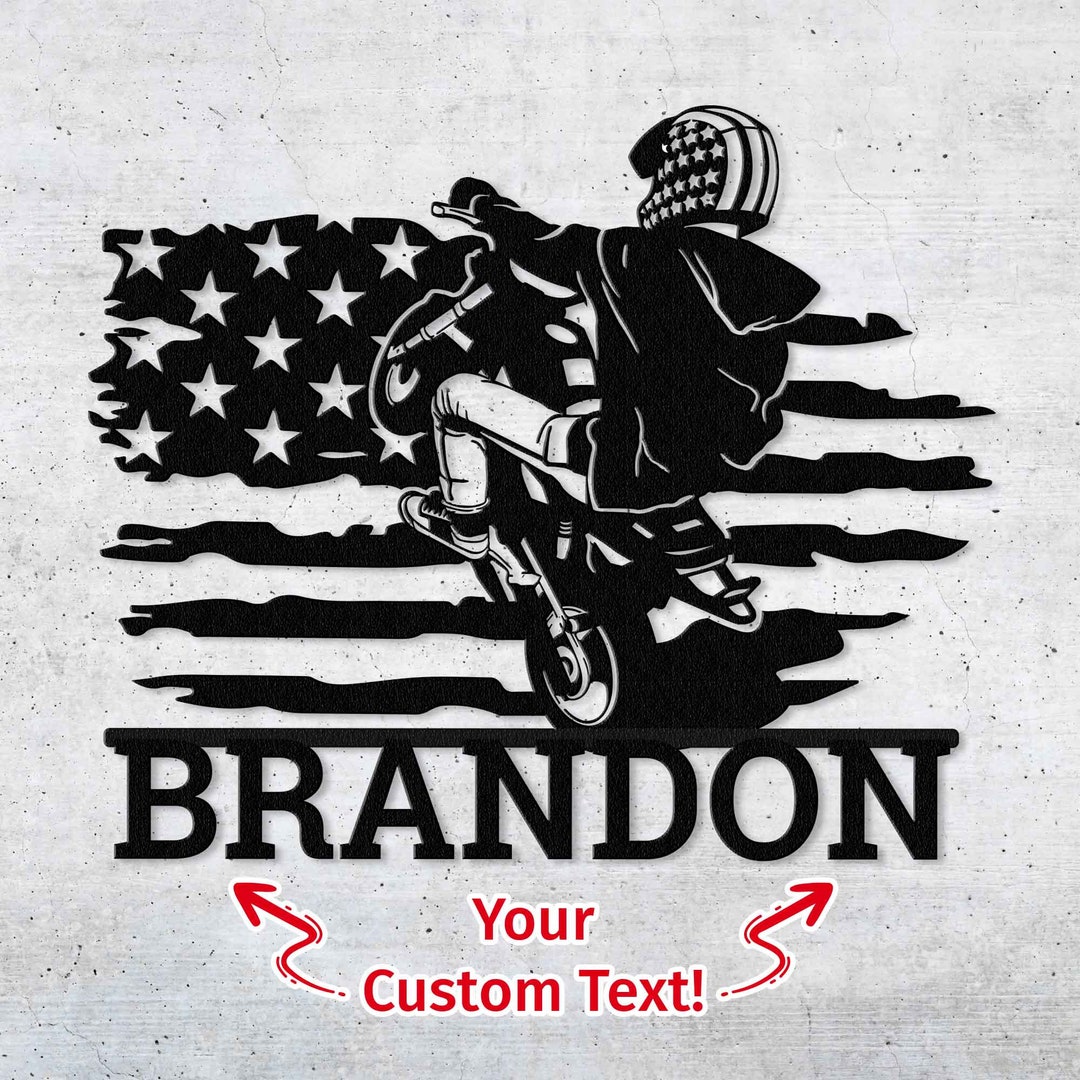 Mini Bike American Wheelie - Personalized Metal Wall Art - Perfect for ...