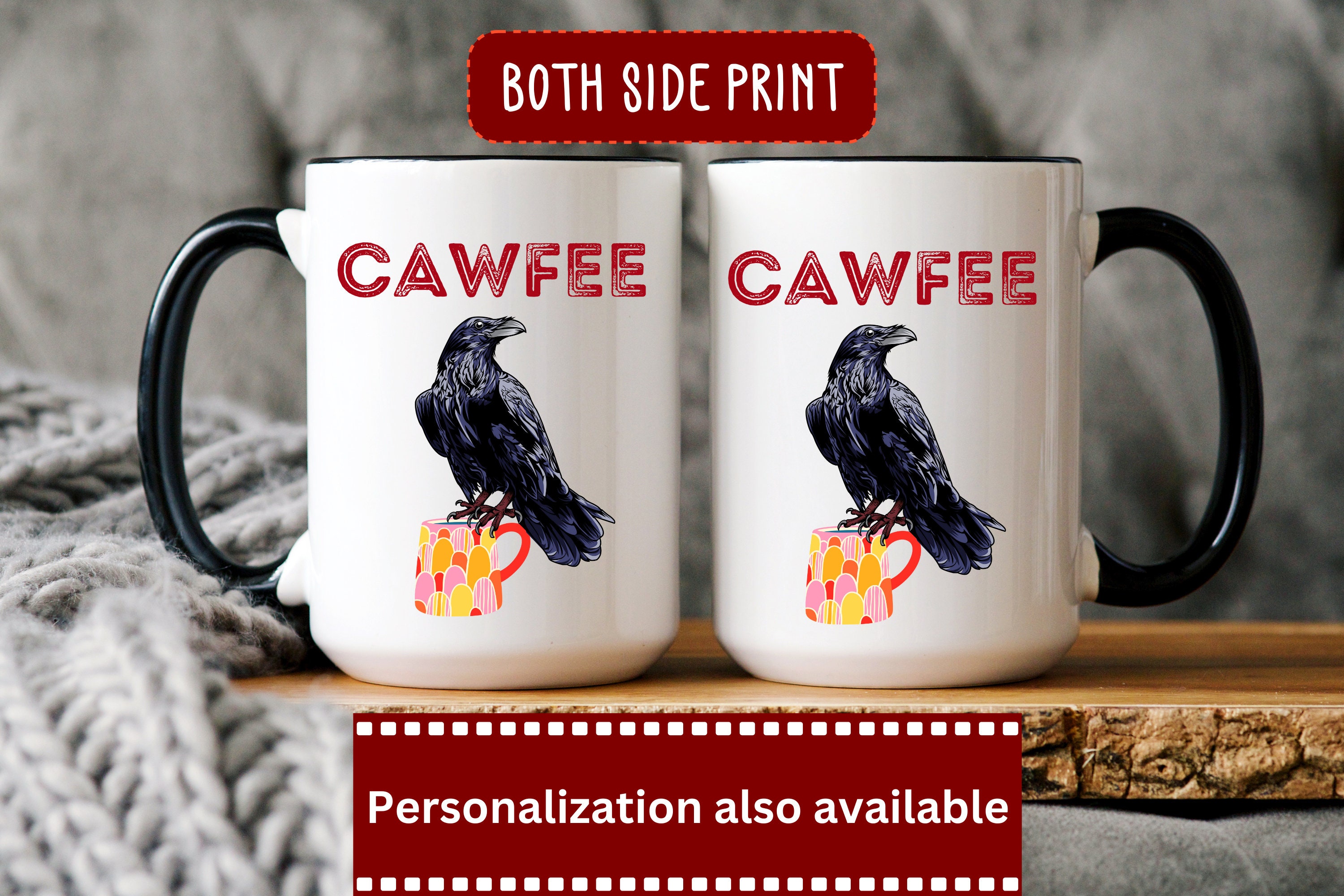 Crow Mug, Crow Gifts, Cawfee Crow Coffee Mug, Funny Bird Lover Art Gift ...