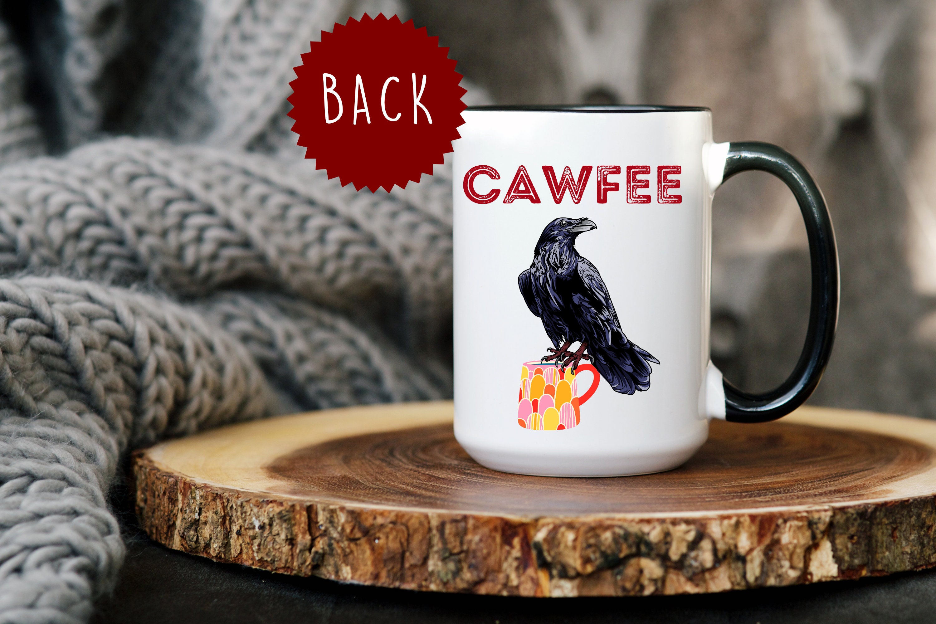 Crow Mug, Crow Gifts, Cawfee Crow Coffee Mug, Funny Bird Lover Art Gift ...