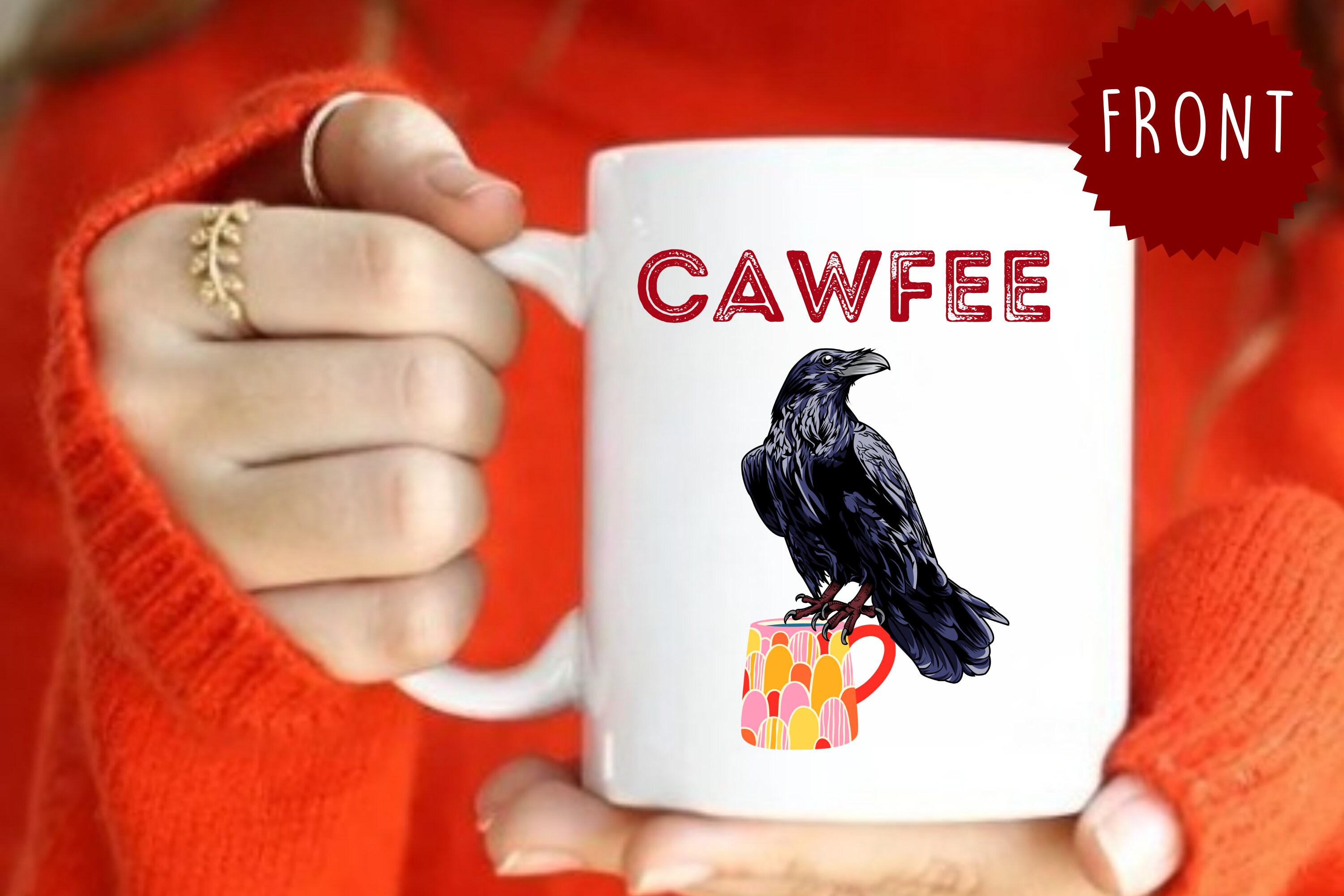 Crow Mug, Crow Gifts, Cawfee Crow Coffee Mug, Funny Bird Lover Art Gift ...
