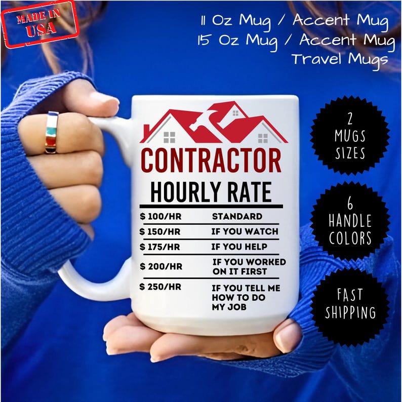 Contractor Hourly Rate Mug: Construction Worker Gift - Etsy