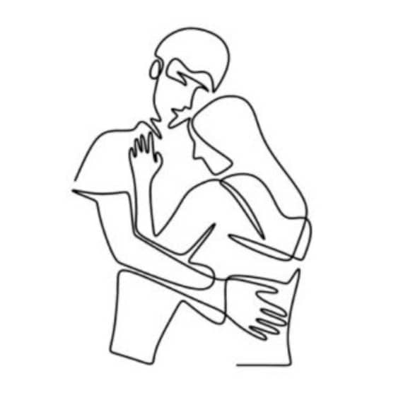 Continuous One Line Drawing. Loving Couple Woman and Man in - Etsy