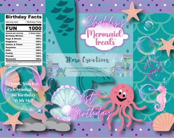 Mermaid Favor Bag Printable Template Birthday Favor Treat Bags - Etsy