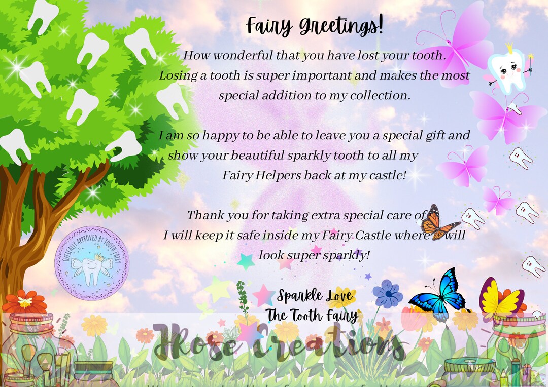 Tooth Fairy Letter, Printable Digital Download, Tooth Fairy Note, Tooth ...