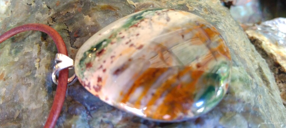 Petrified Wood and California Turquoise Pendant With a Handmade Soft ...