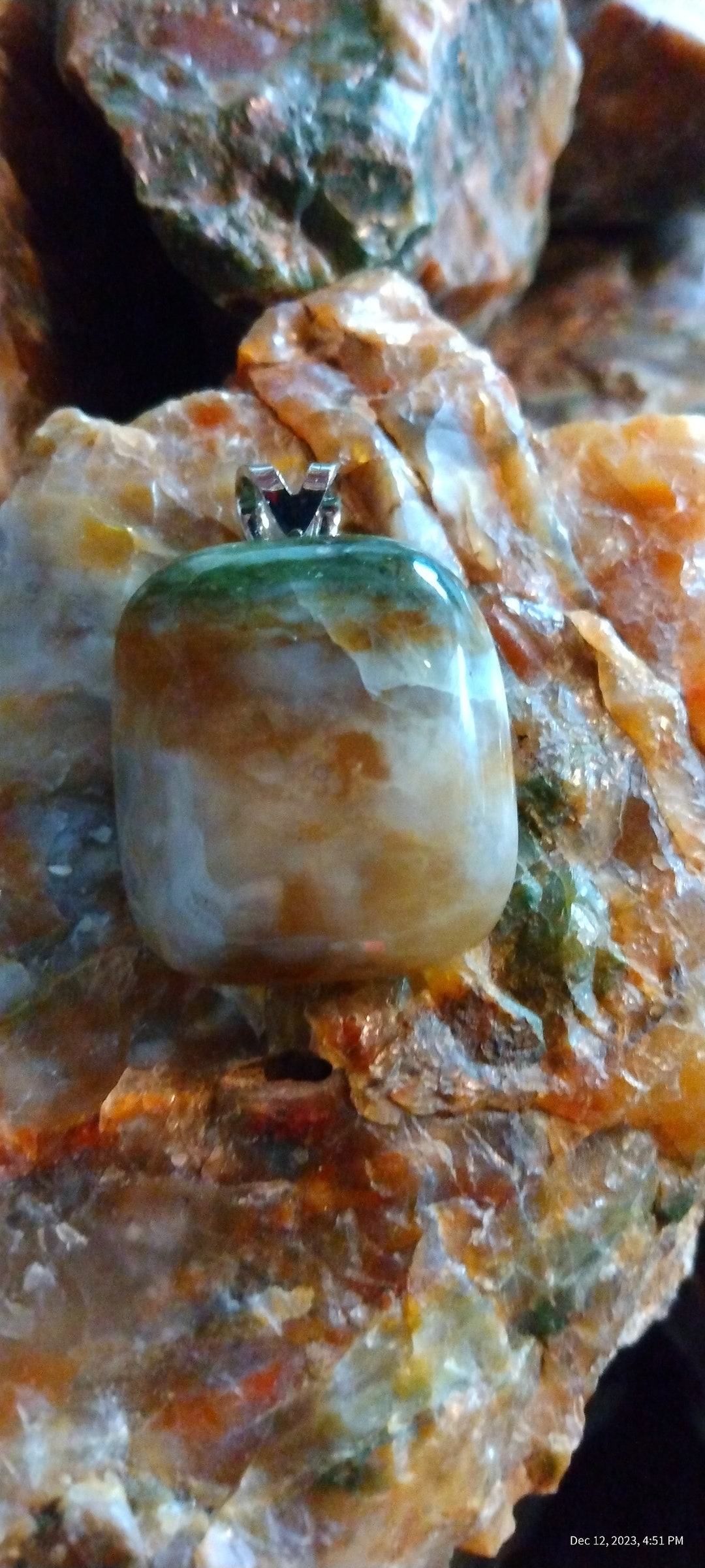 Quartzy Petrified Wood Pendant #03 and the Handmade Leather Necklace of ...