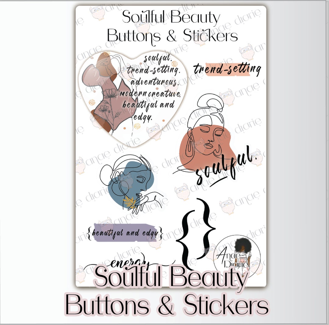 Soulful Beauty Button & Sticker Sheet - Etsy