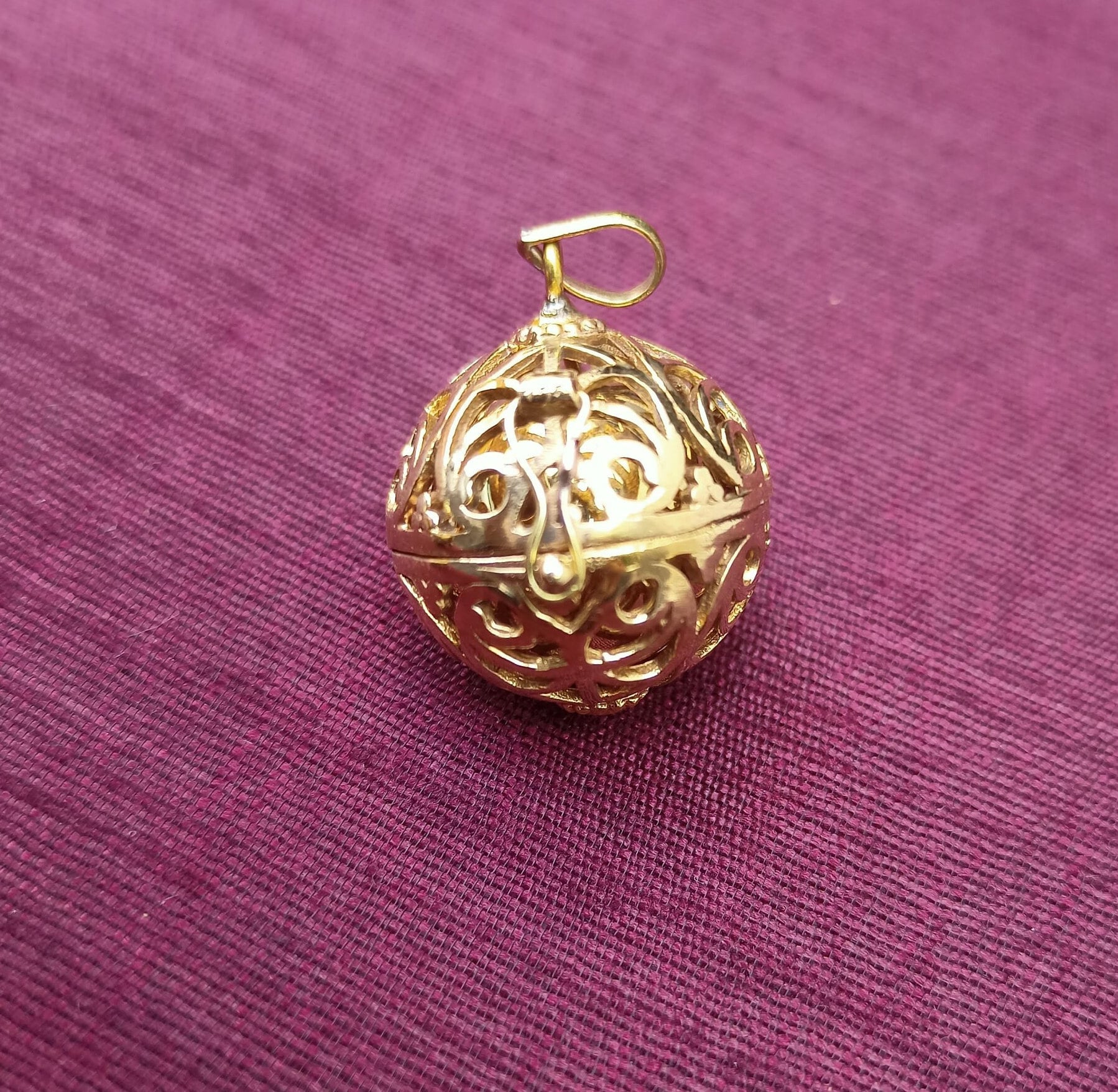 Celestial Ball Chime Pendant Necklace: Gold Angel Guardian Amulet - Etsy