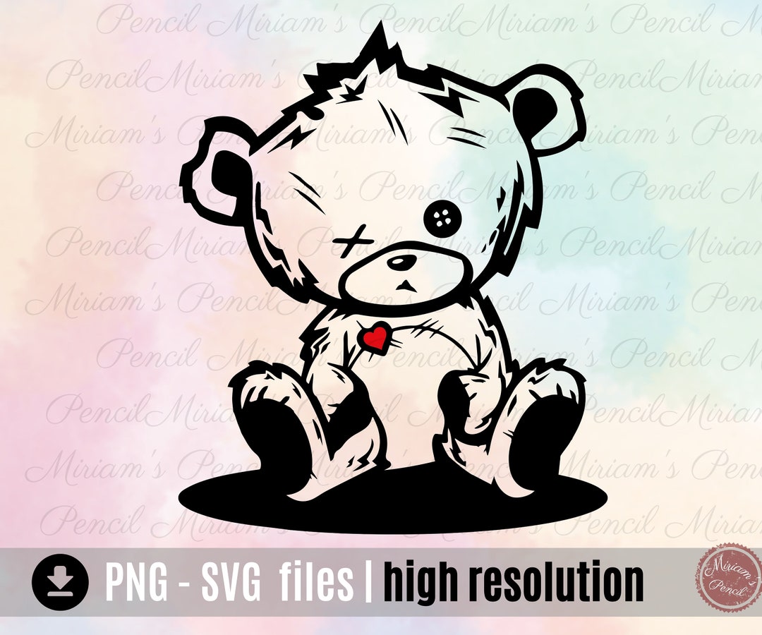 Beaten Teddy Bear PNG SVG, Teddy Bear Svg, Teddy Bear With Heart ...