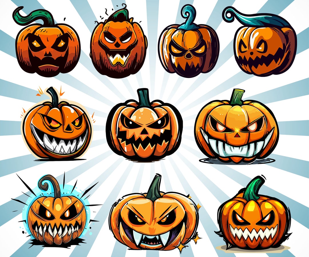 Pumpkin Bundle Png, Halloween Figures Sublimation Designs, Halloween ...