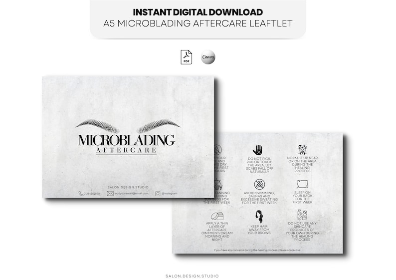 A5 Editable Microblading Aftercare Leaflet Template, Microblading ...