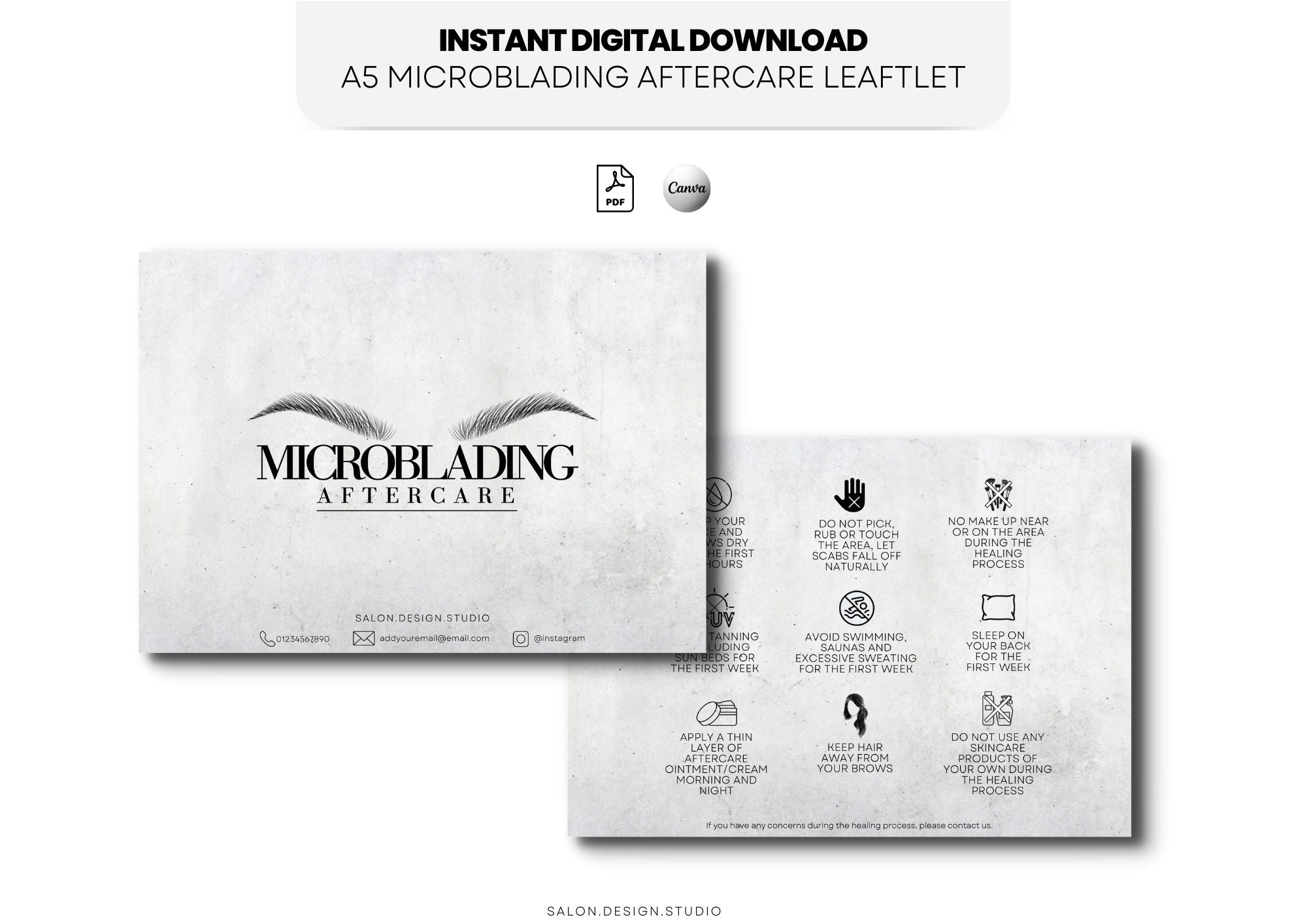 A5 Editable Microblading Aftercare Leaflet Template, Microblading ...