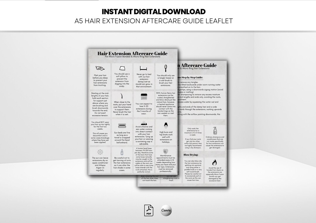 Hair Extension Aftercare Leaflet Template - Etsy
