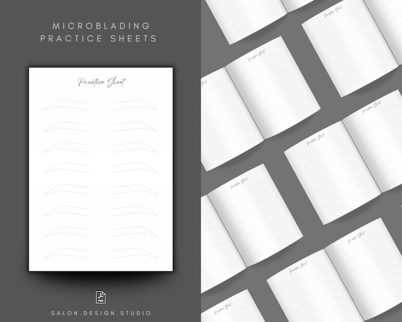 Eyebrow Practice Sheets 20X, Microblading Practice Sheets, Beauty ...