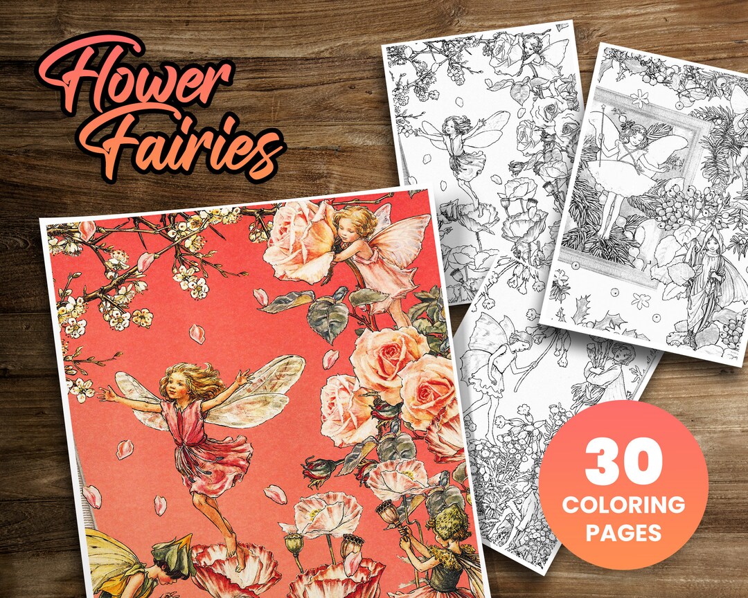 Flower Child Fairies Coloring Set, Printable Digital Download, Adults ...