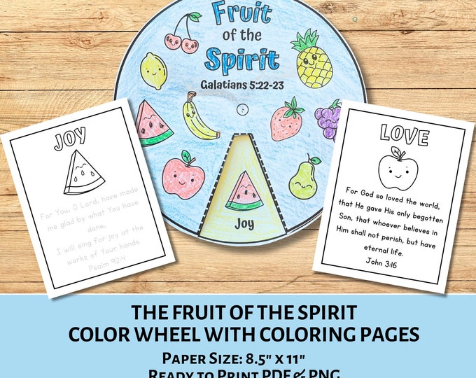 Fruit of the Spirit Coloring Wheel Bible Verse Tracing Coloring Pages ...